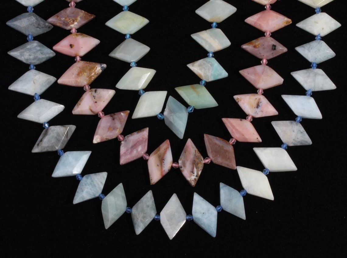 15.5inches Strand Faceted Rhombus Drilled Stone Slab Point - Etsy