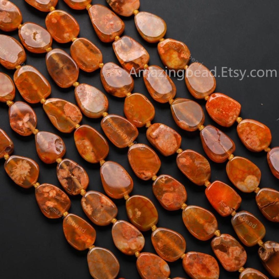 Orange Dragon Veins Agate Slab Beads, Dyed Smooth Dragon Agate Loose ...