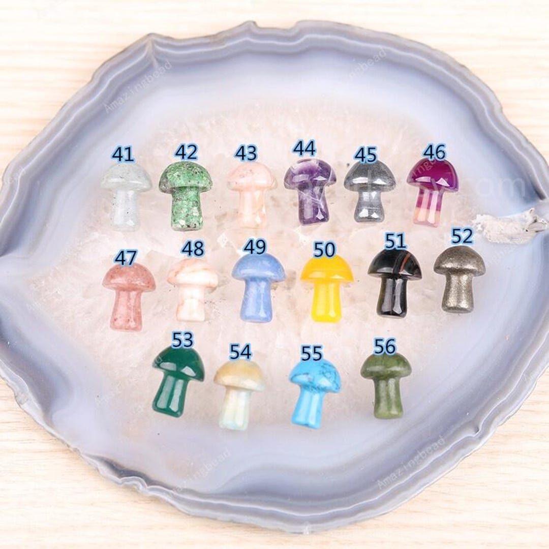 40 Assorted 20mm Mini Stone Mushroom,pocket Stone,healing Crystal,home ...