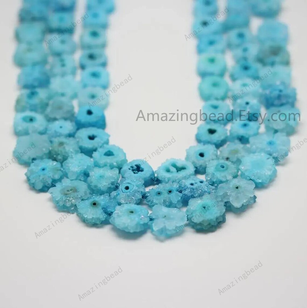 Full Strand,10-15mm,rough Blue Druzy Quartz Slice Beads for Pendant ...