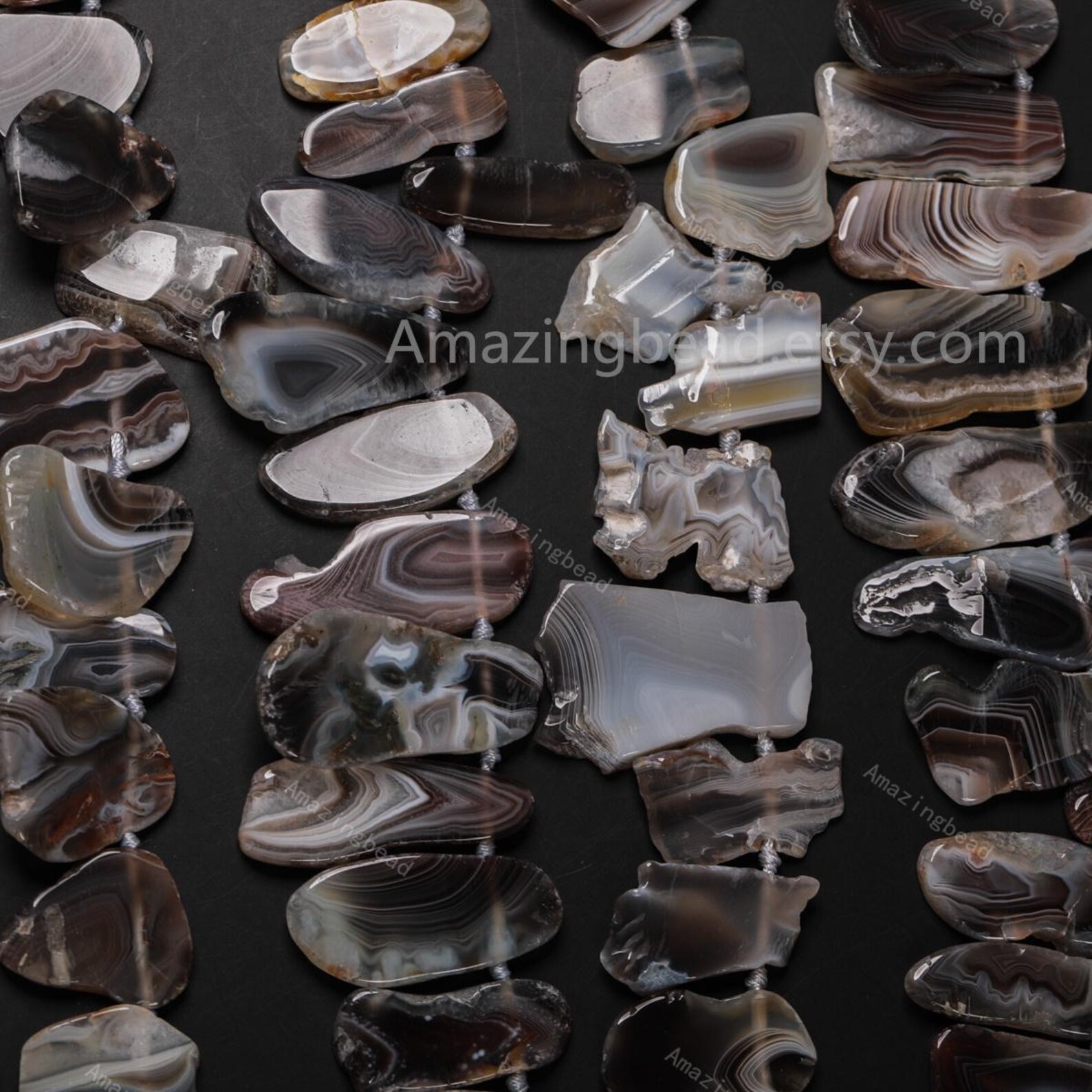 Banded Agate Freeform Slab Beads, Smooth Persian Gulf Agate Beads ...
