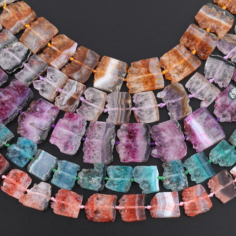Agate Slices Quartz Center Drilled Rock Slice Loose Beads - Etsy