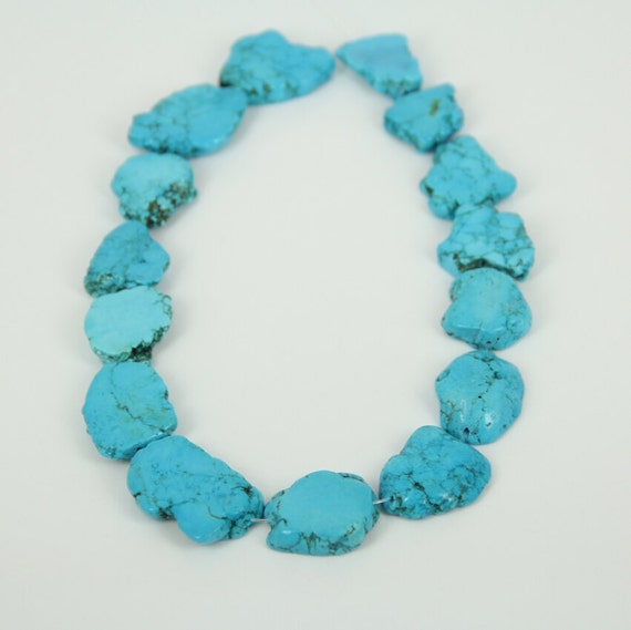 Approx 15pcs strand Blue Turquoise Howlite Freeform Slice | Etsy