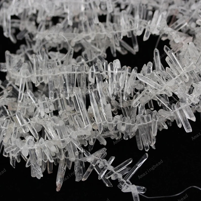 Polished Natural White Crystal Sticks Beads,drilled Raw Quartz Stones ...