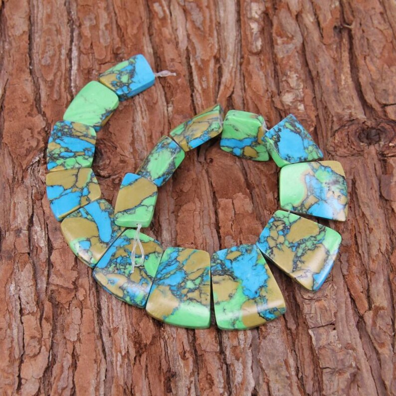 15pcsgreen Blue Impression Jasper Stones Trapezoid Shape - Etsy