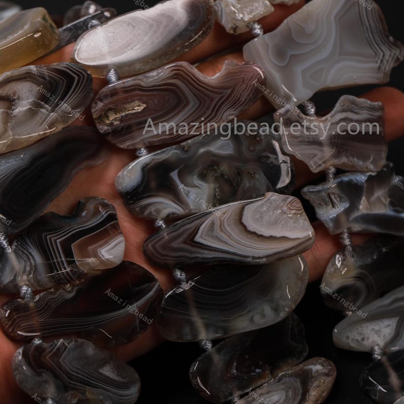 Banded Agate Freeform Slab Beads, Smooth Persian Gulf Agate Beads ...