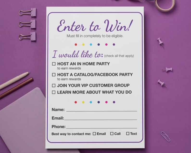 Door Prize Entry Slip Printable, Raffle Ticket, Enter to Win Giveaway ...