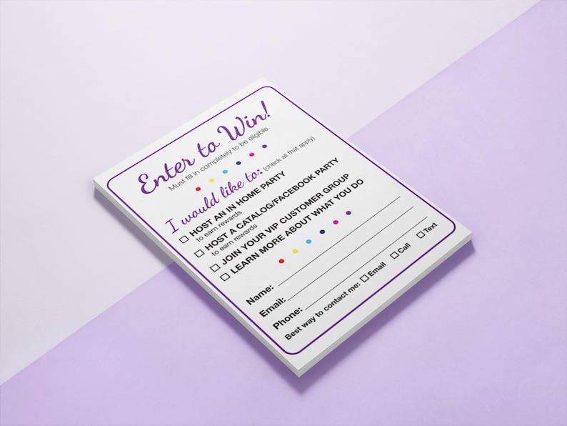 Door Prize Entry Slip Printable, Raffle Ticket, Enter to Win Giveaway ...