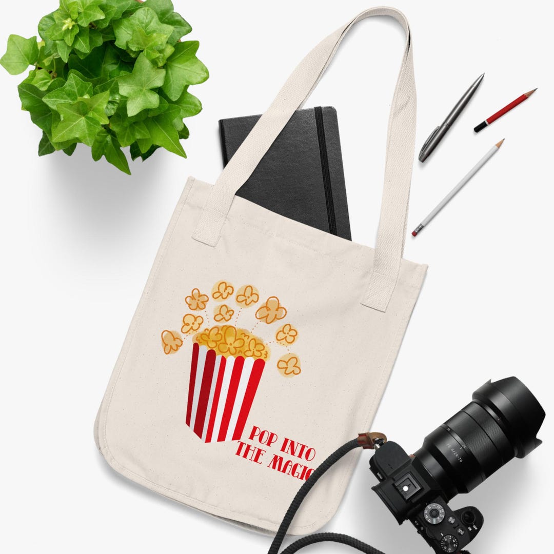Popcorn Tote Bag, Movie Night Canvas Bag, Snack Lover Reusable Tote ...