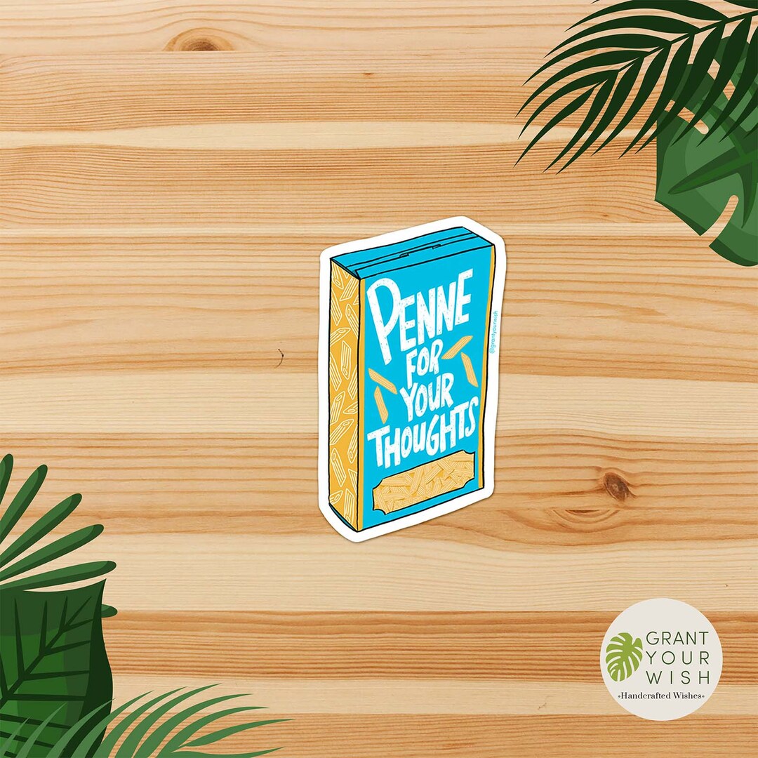 Penne Paste Sticker, Pasta Sticker, Penne for Your Thoughts Sticker - Etsy
