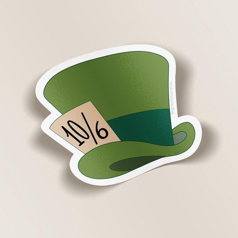 Mad Hatter Sticker Alice in Wonderland Stickers Hat - Etsy