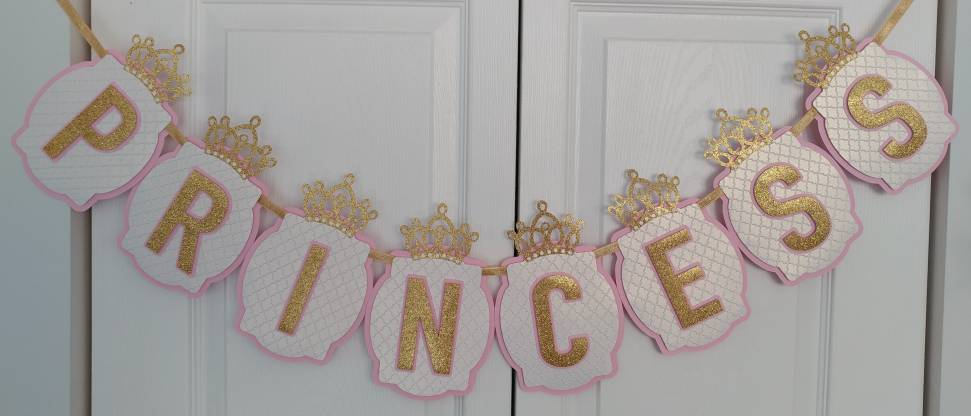 Princess Banner. Pink and Gold Princess Banner. Princess Baby Shower ...