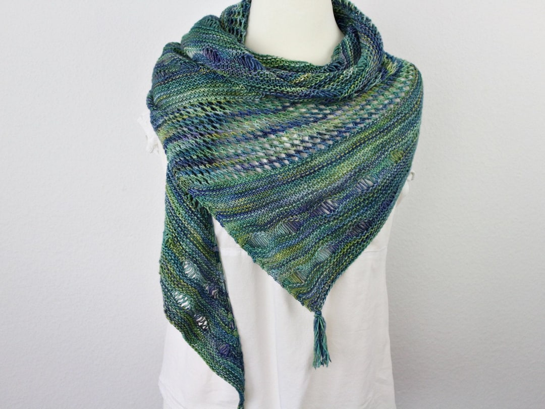 Knitting Pattern Shawl - Asymmetrical Triangle Shawl Beginner-friendly ...