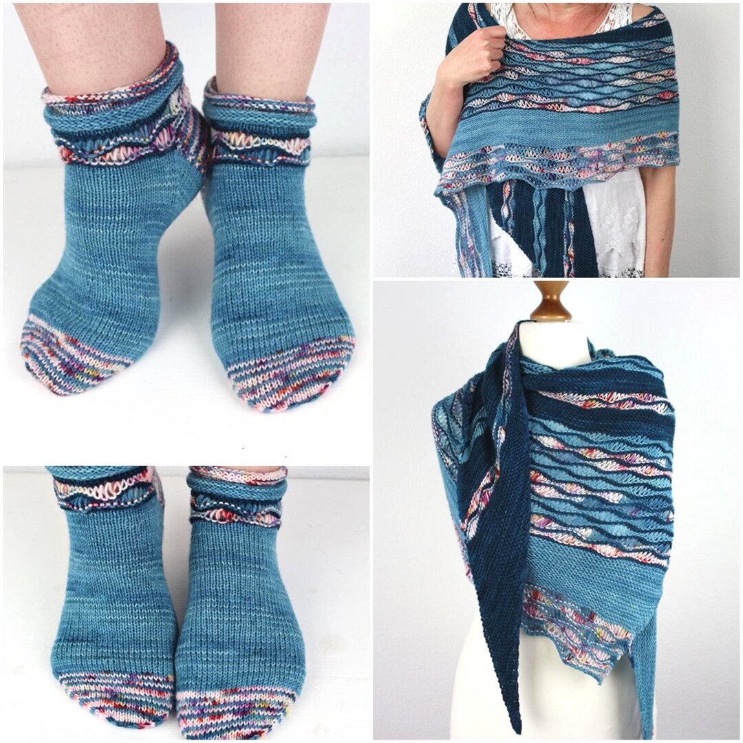 Knitting Pattern Bundle – Triangle Shawl and Socks “girlfriend” – PDF ...