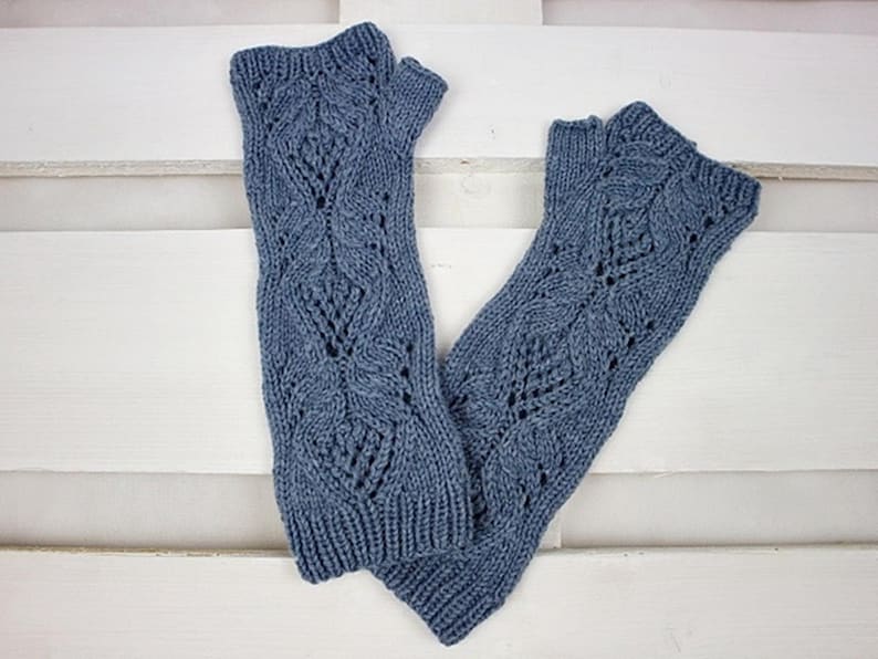 Knitting Pattern Fingerless Gloves "avelon" / Lace Design / Long Arm ...
