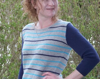 KNITTING PATTERN — Knit Top Down Striped Dk Sweater / Clarke Pullover ...