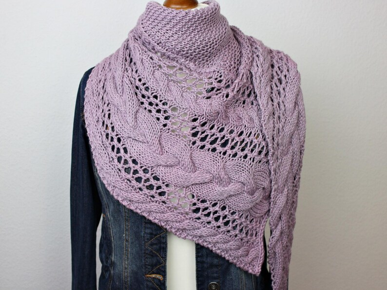 Cozy Winter – Asymmetrical Triangle Shawl Knitting Pattern With Cable ...