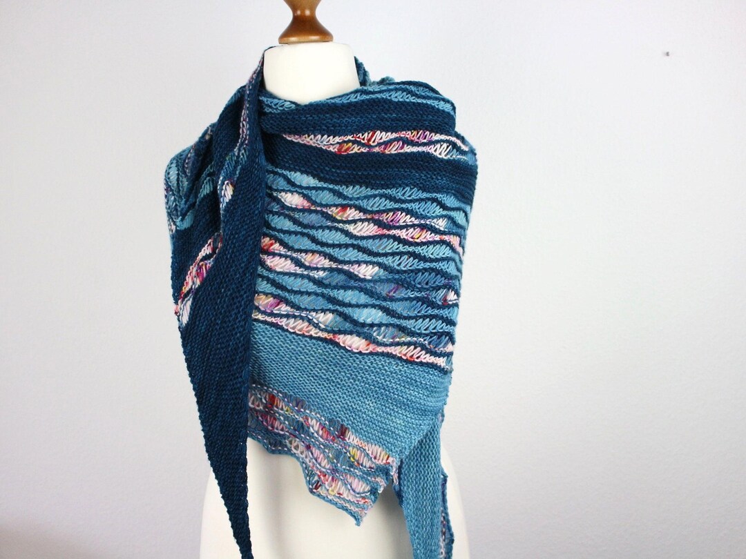 Knitting Pattern Triangle Shawl Girlfriend – Asymmetric Wave Design ...