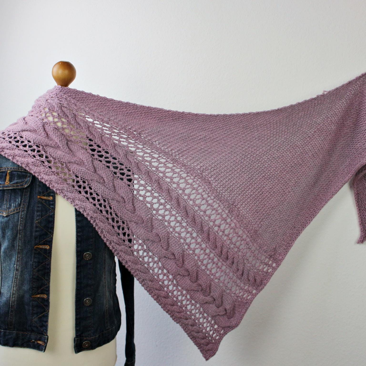 Cozy Winter – Asymmetrical Triangle Shawl Knitting Pattern With Cable ...