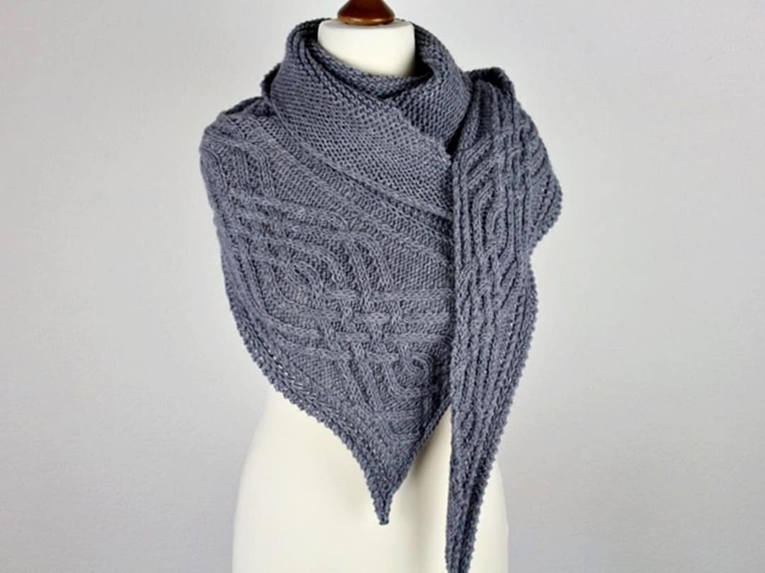 Cable Shawl Knitting Pattern PDF / Cozy Triangle Shawl / Knitting ...