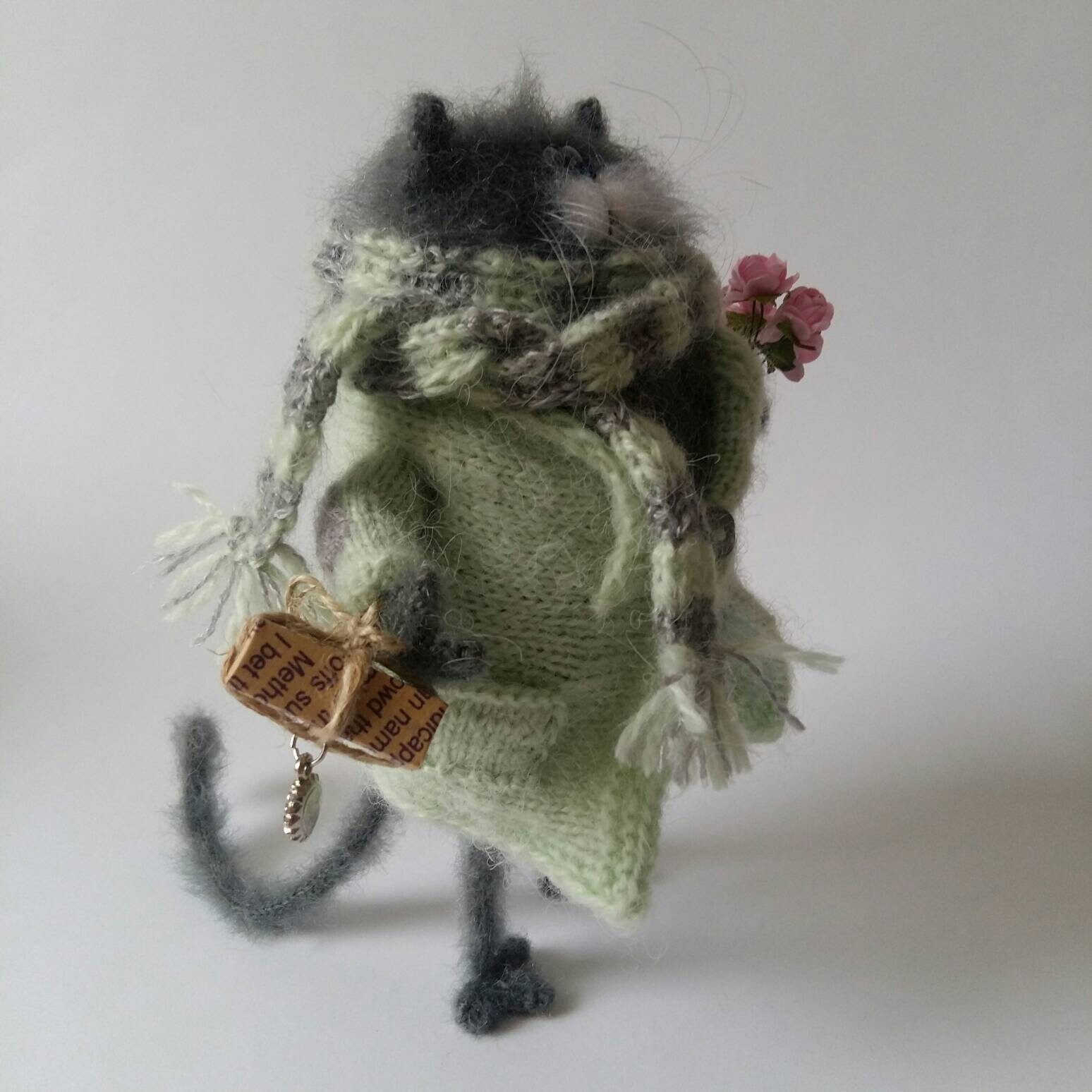 Courteous Fiance Romantic Mr Cat, Cute Knit Cat Plush Art Doll, Fluffy ...