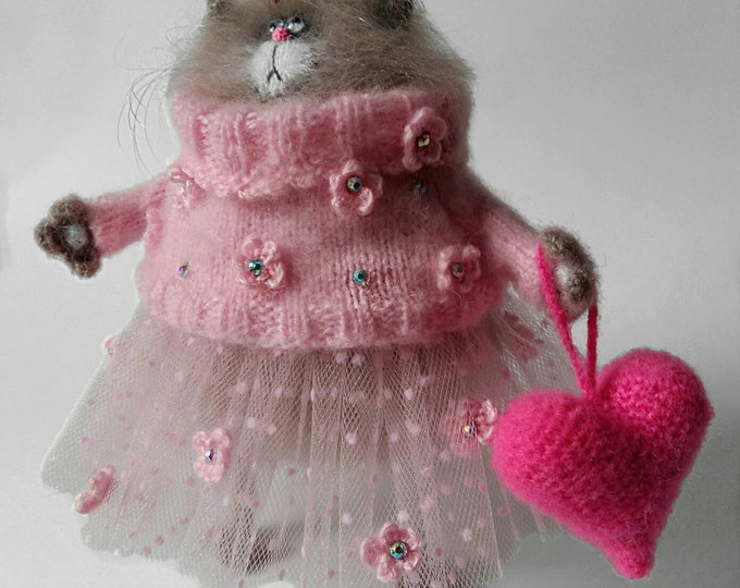 Little Princess Knitted Cat Doll White Cat Cat Gifts for Women Cat ...