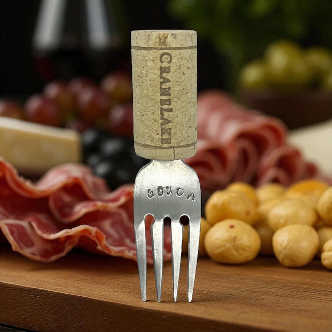 Large Repurposed Fork Cheese Marker Stamped Fork Charcuterie Board ...
