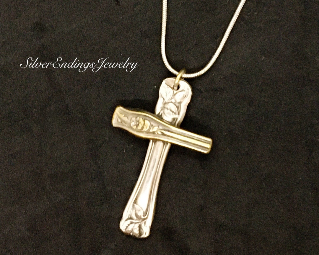 Silver Cross Necklace Silverware Jewelry Spoon Necklace Silverware ...