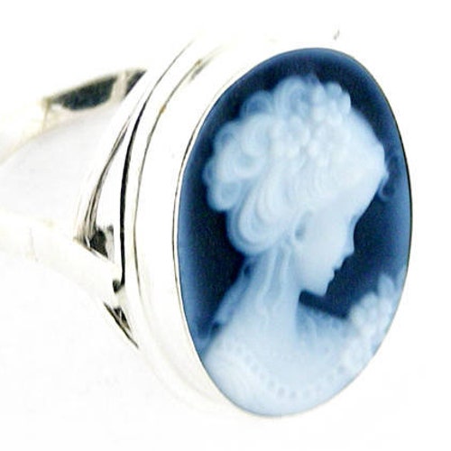 Gold Blue Cameo Pendant Lady Italian Cameo Jewelry Donadio - Etsy