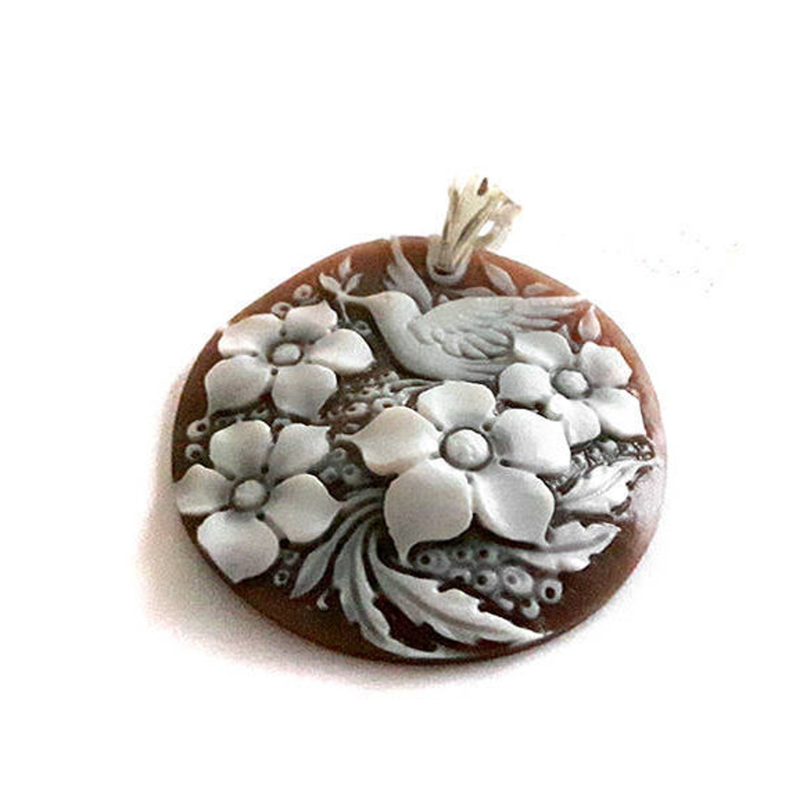 Shell Cameo Pendant Bird Flowers Italian Cameos Jewelry | Etsy
