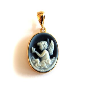 Blue Cameo Pendant Cherub Italian Cameo Jewelry Donadio Agate Stone ...