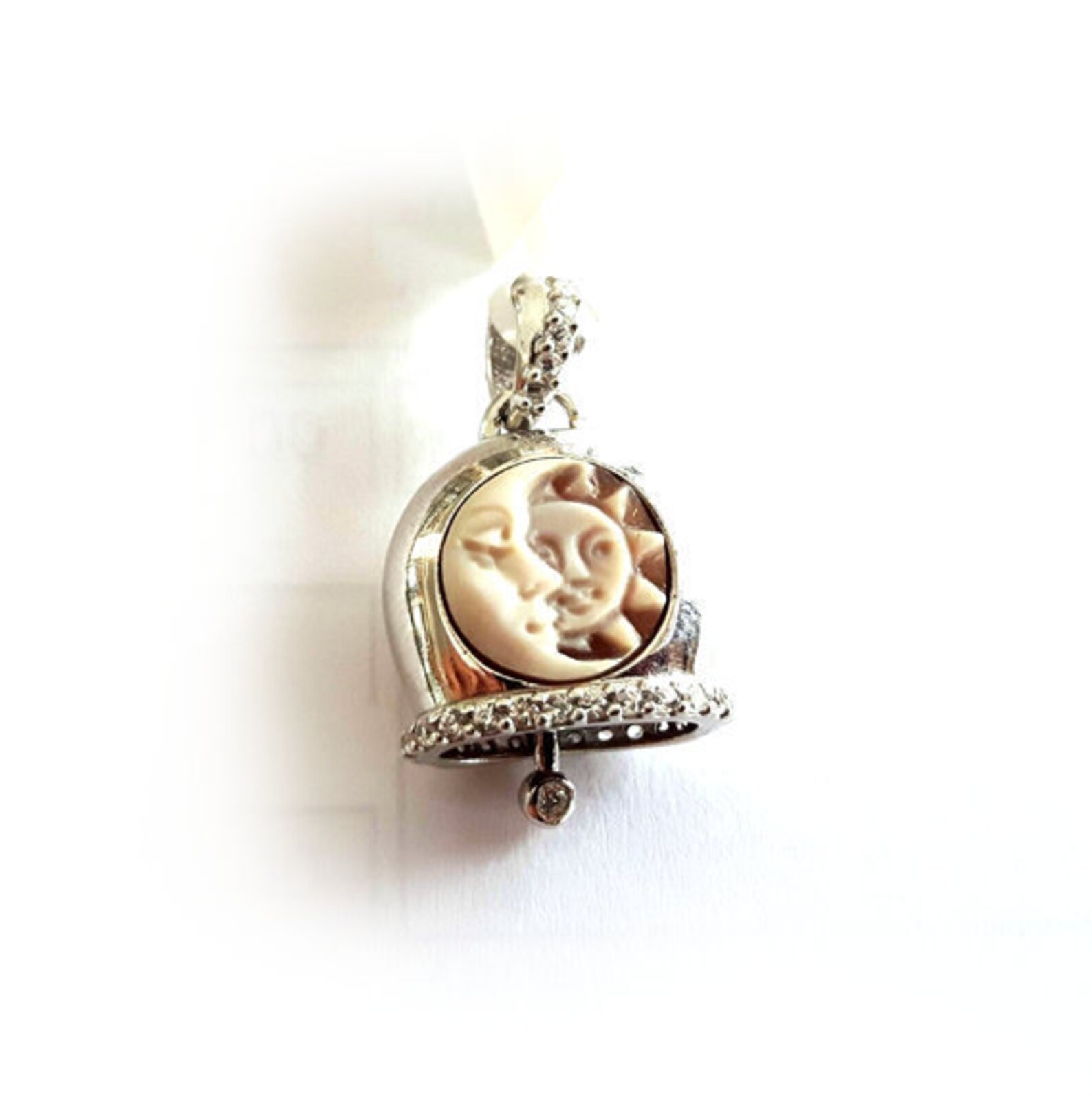 Shell Cameo Pendant Bell Cameo Moon & Sun Italian Cameo | Etsy