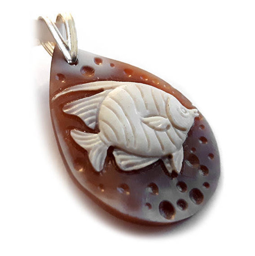 Shell Cameo Pendant Fish Italian Cameos Jewelry Donadio Cameos Shell ...