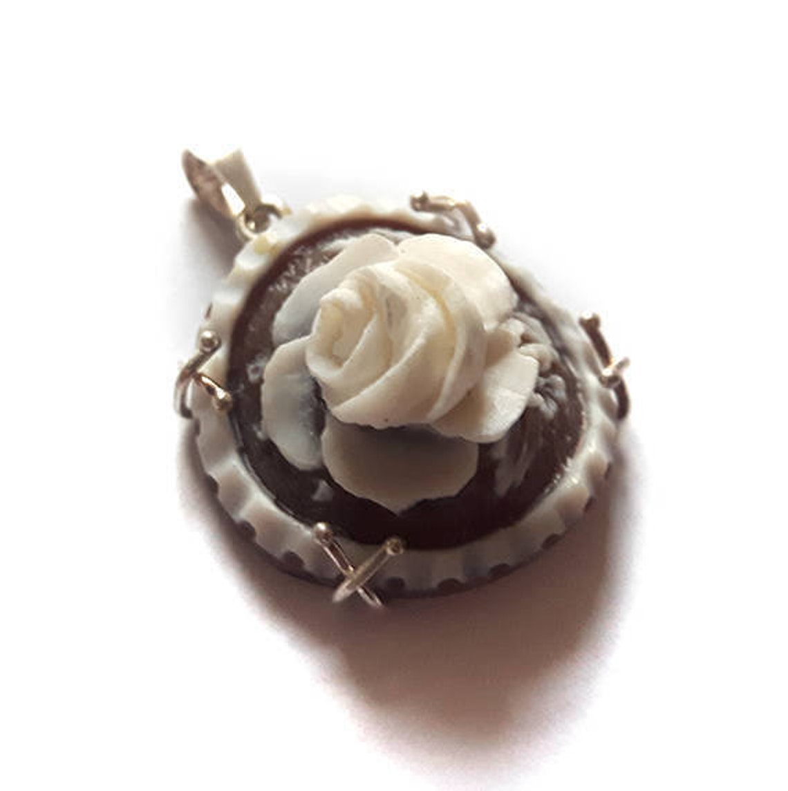 Shell Cameo Pendant Rose Wavy Frame Italian Cameos Jewelry | Etsy