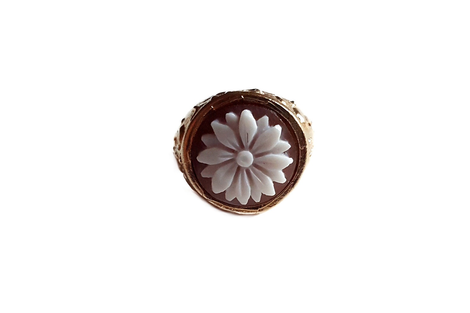 Flower cameo ring handmade shell cameo floral shell cameo - Etsy Italia