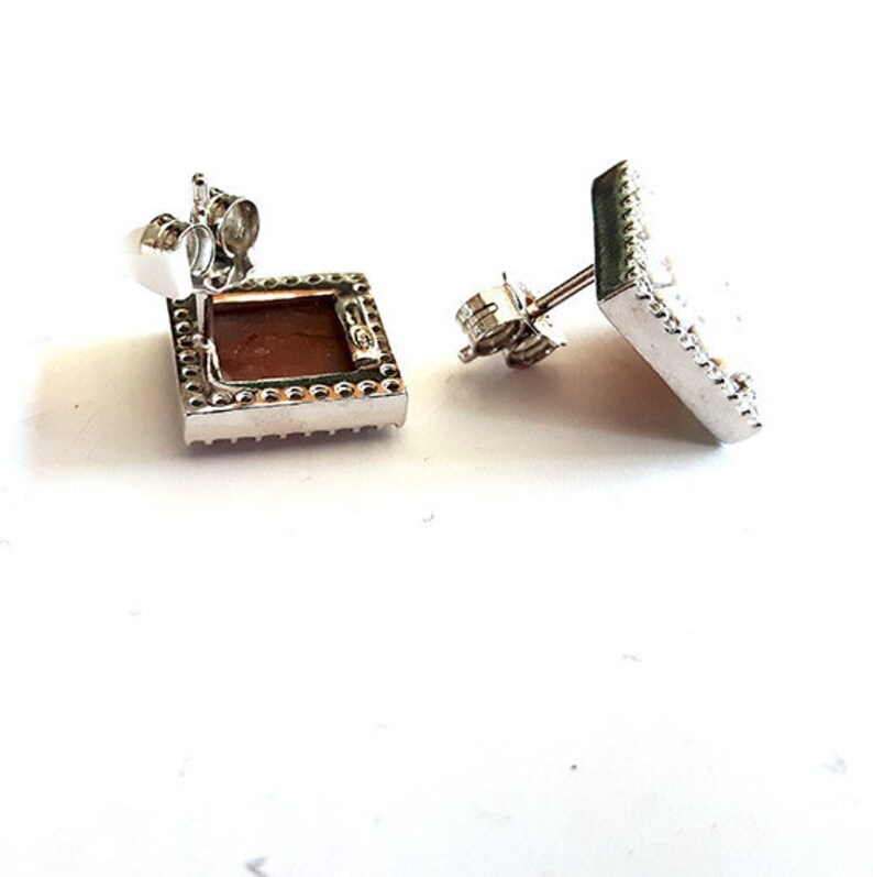 Shell Cameo Earrings Square Daisy Cameos Italian Cameos - Etsy