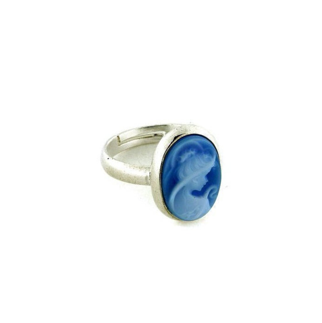 Blue Cameo Ring Lady Long Hair Italian Cameo Jewelry Donadio Stone ...