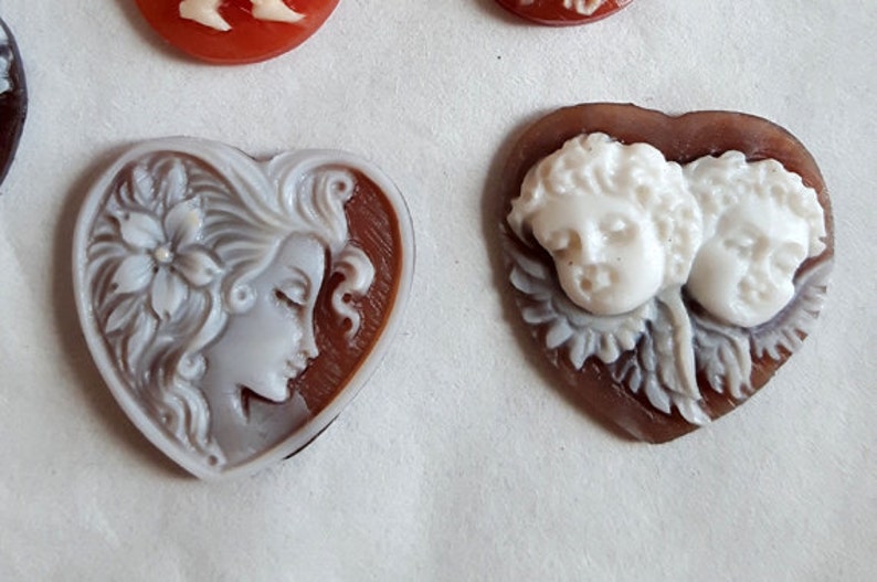 Shell Cameos Heart Shaped Italian Cameo Jewelry Donadio Cameo - Etsy