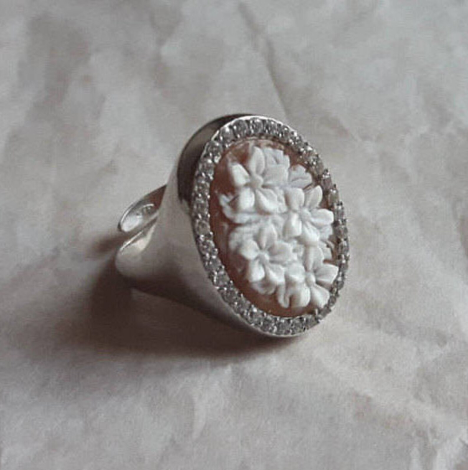 Flowers shell cameo ring handmade shell cameo sterling - Etsy Italia