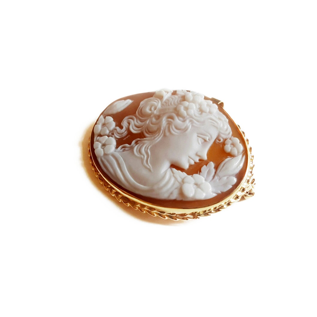 Gold Cameo Brooch & Pendant Flora Goddess Italian Cameo Jewelry Donadio ...