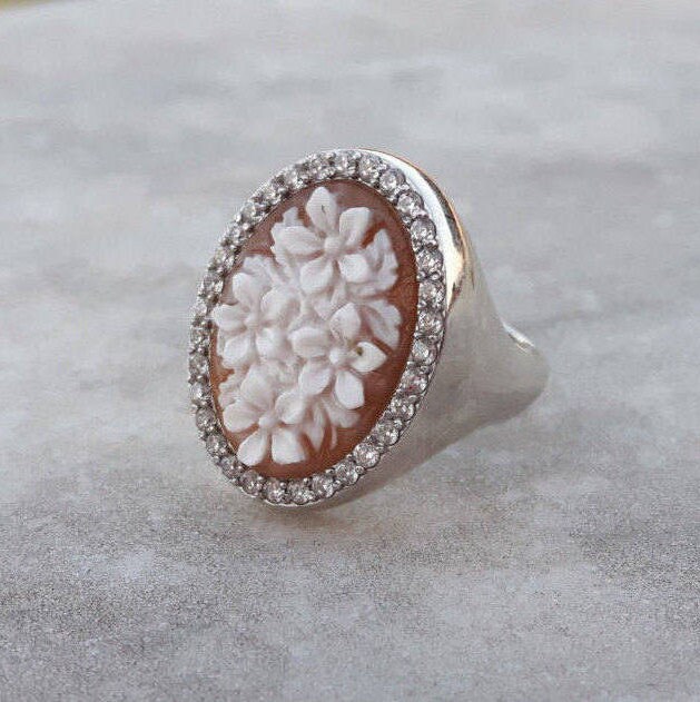 Shell cameo ring flowers bouquet italian cameo jewelry donadio cameos ...