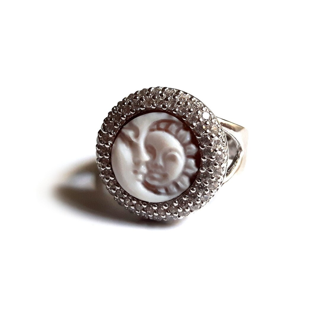 Shell Cameo Ring Moon Sun Italian Cameo Jewelry Donadio Cameos Shell ...