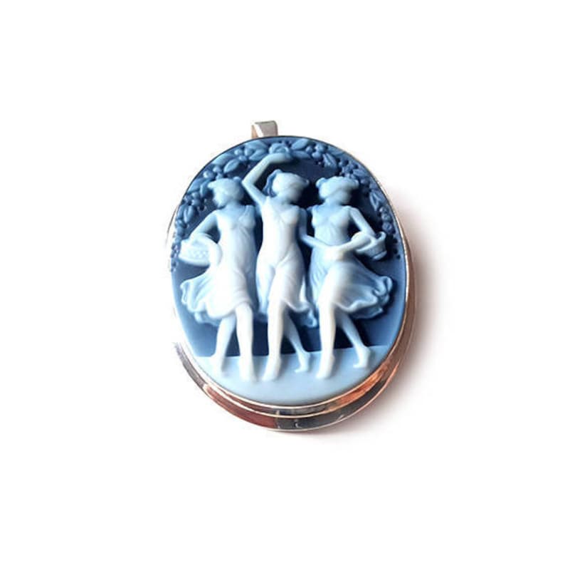 Three Graces Blue Cameo Pendant Brooch Italian Cameo Jewelry - Etsy