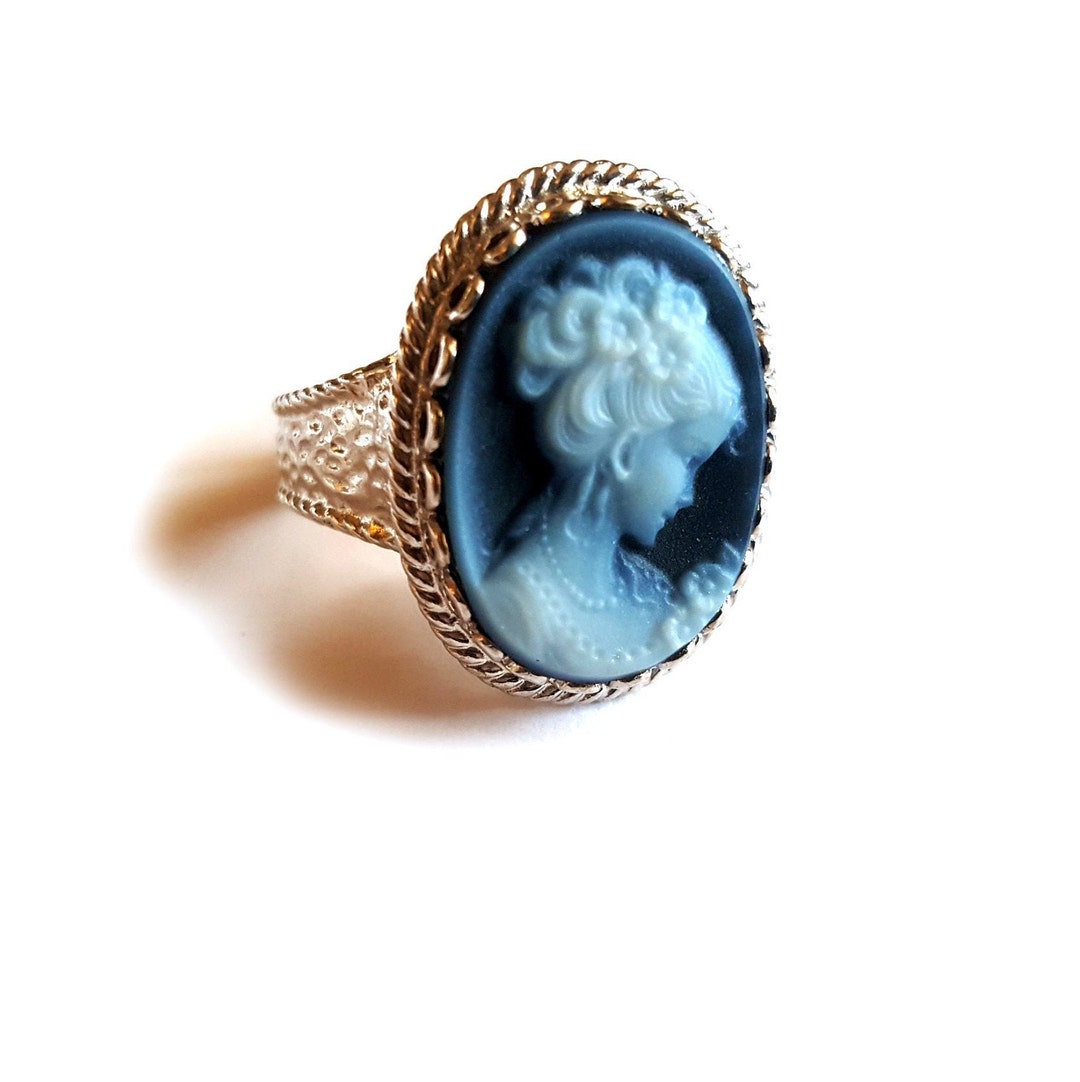 Cammeo blu anello lady profilo Italiano Cammeo Gioielli Donadio Achat ...