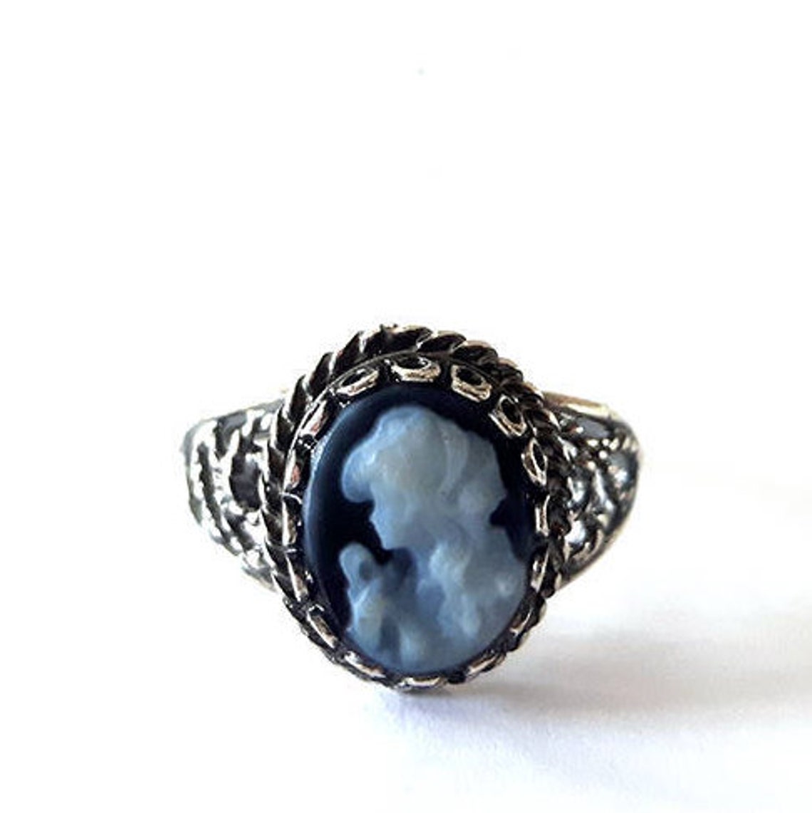 Boho Blue Cameo Ring Woman Italian Cameo Jewelry Donadio Agate | Etsy