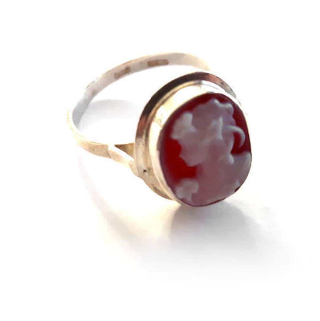 Red Cameo Ring Lady Italian Cameo Jewelry Donadio Agate Stone Cameos ...