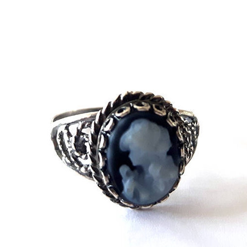 Boho Blue Cameo Ring Woman Italian Cameo Jewelry Donadio Agate | Etsy