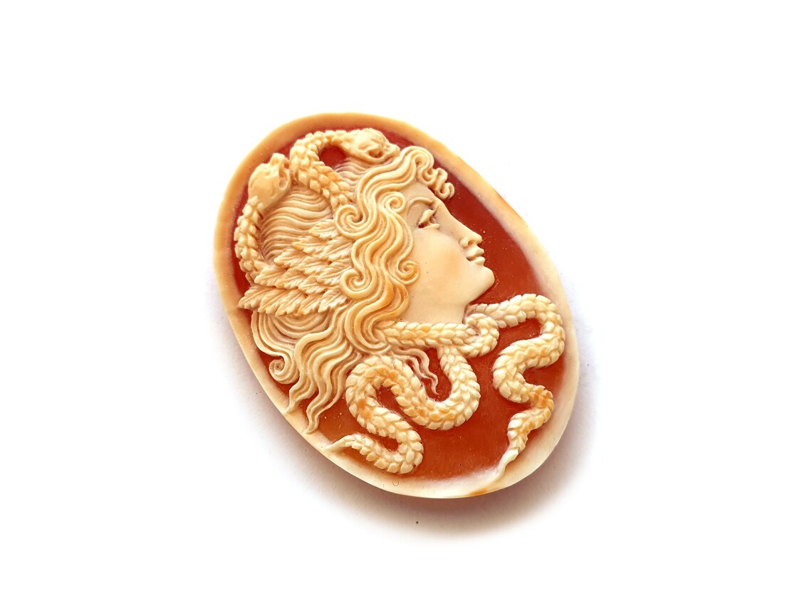 Medusa Orange Shell Cameo Italian Cameo Jewelry Donadio Cameo - Etsy