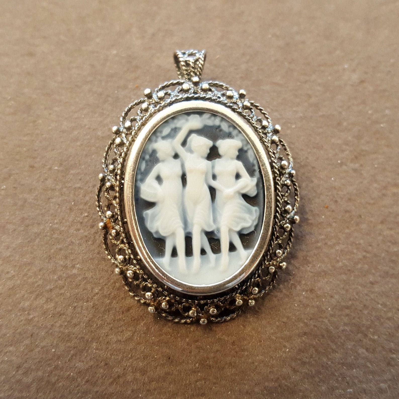 Stone Cameo Pendant Three Graces Italian Cameo Jewelry Donadio Stone ...