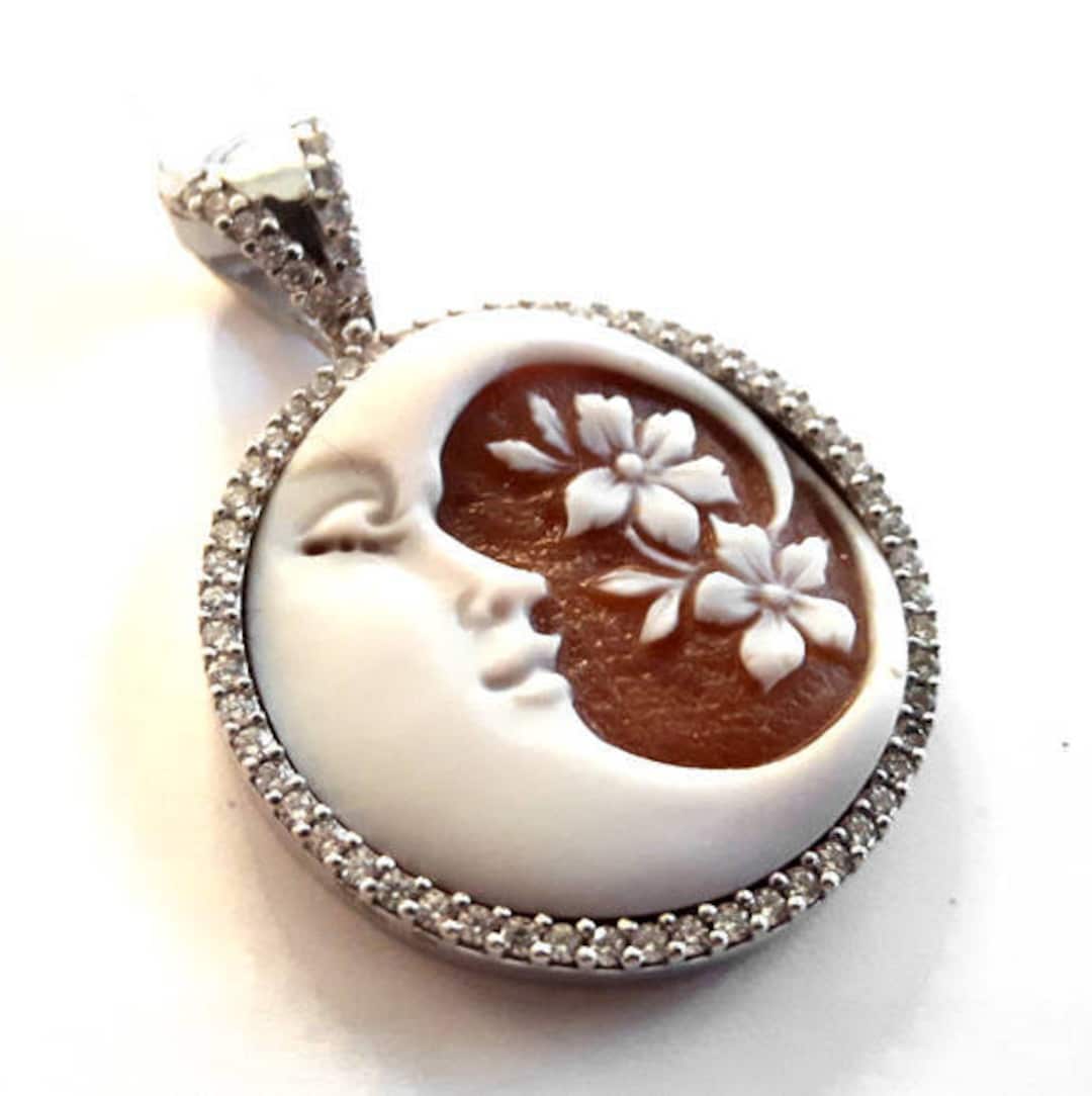 Shell Cameo Pendente Moon Flowers Italian Cameo Jewelry Donadio Cameo ...